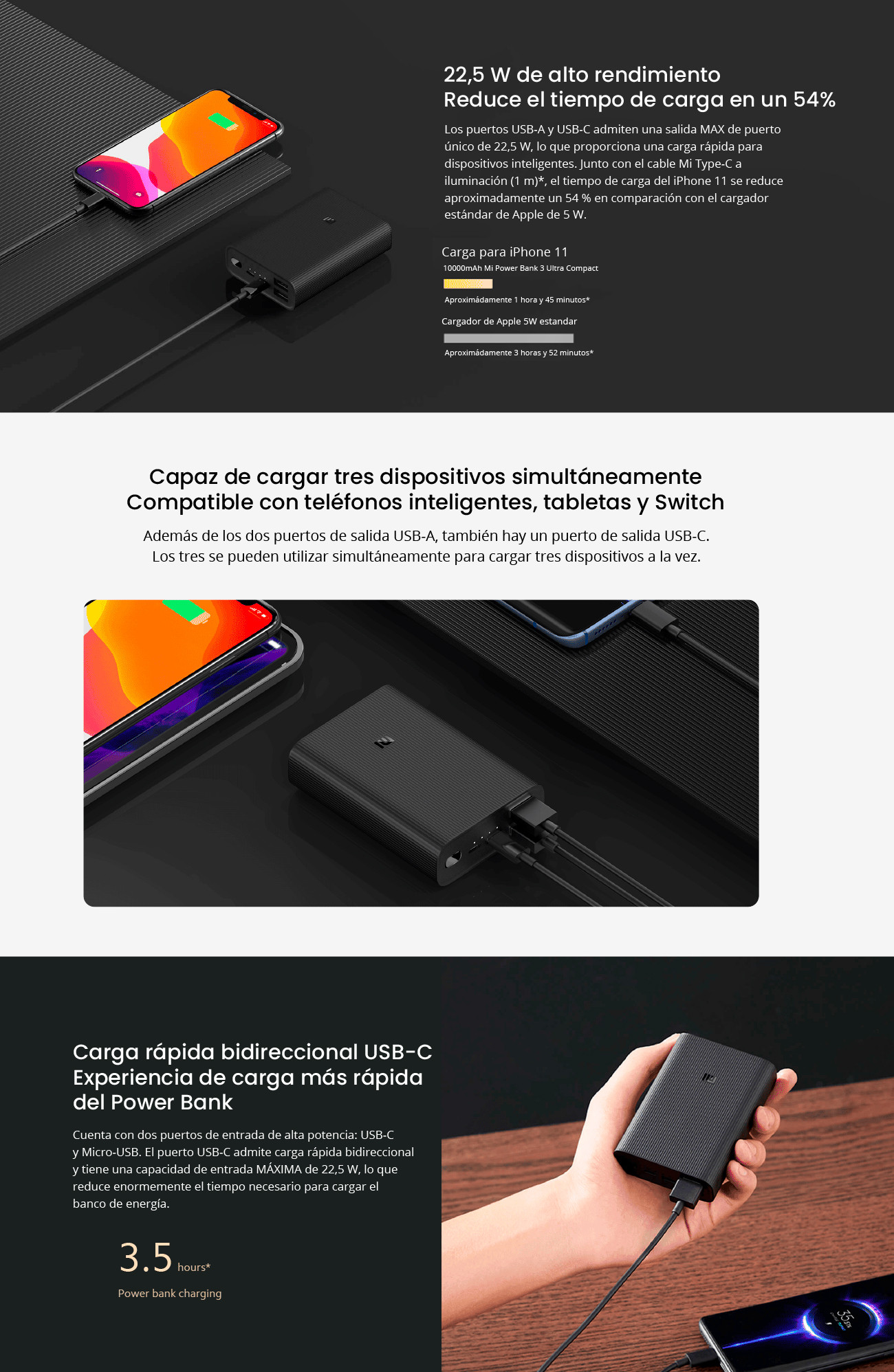 Cargador Portátil Xiaomi Mi Power Bank 3 Ultra Compact 10000mAh | Jota ...