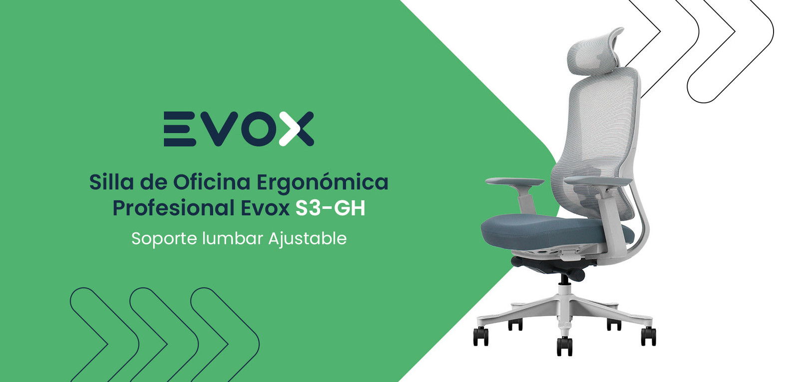 SILLA DE OFICINA ERGONÓMICA PROFESIONAL EVOX S3-GH